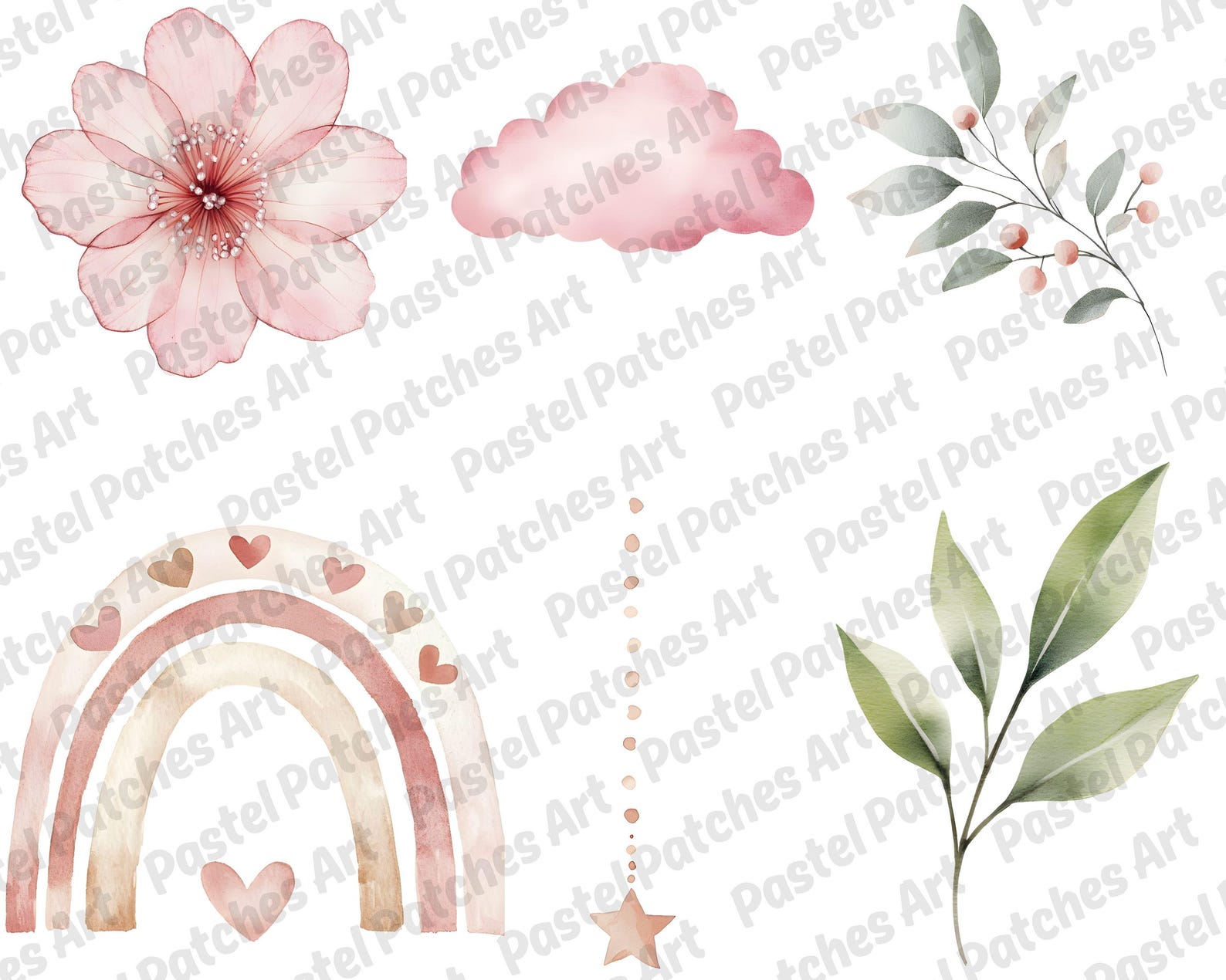 Boho Rainbow Watercolor Clipart, Baby Shower Clipart, Watercolor Boho ...