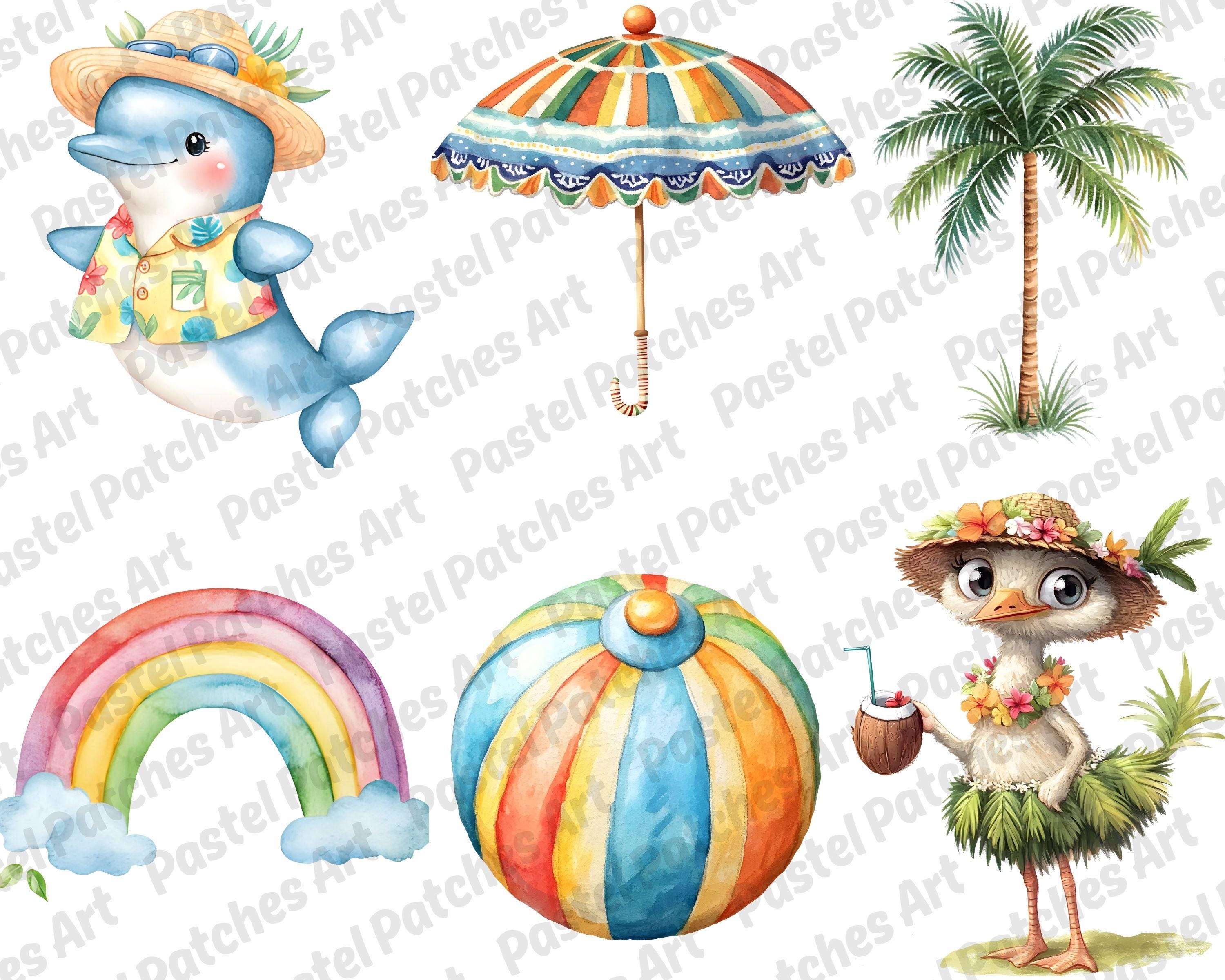 29 Summer Animals PNG Clipart – Cute Beach and Pool Party Graphics for ...