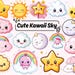 Kawaii Sky Elements Clipart Bundle, Cute Weather PNG Set, Clouds Stars ...