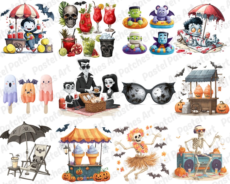 40+ Summerween Clipart | Spooky Summer Art for Crafts (digital Download ...