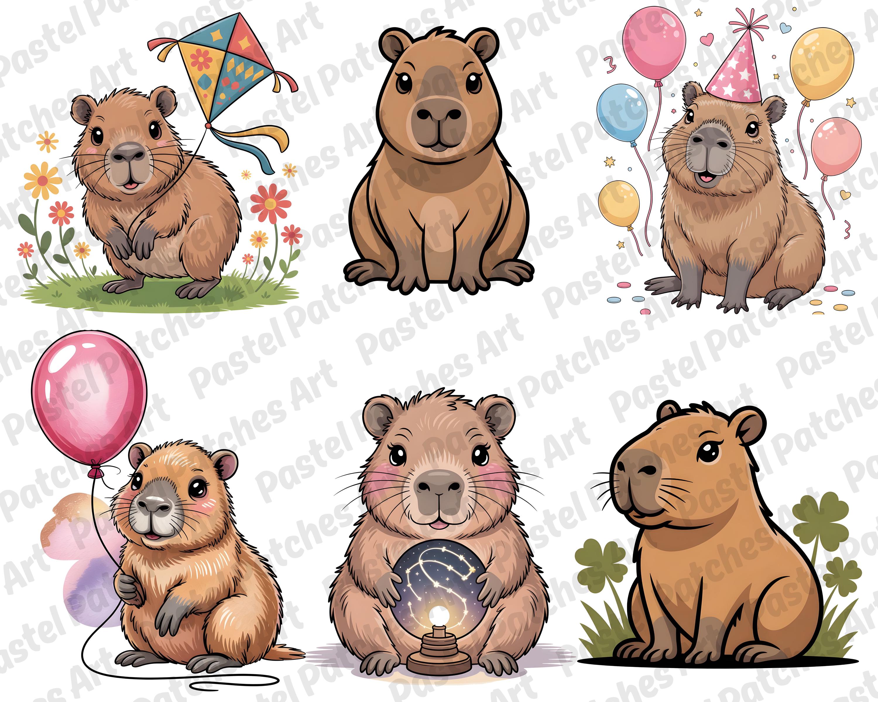 Cute Capybara Clipart PNG Bundle – 40+ Commercial Use Sublimation and ...