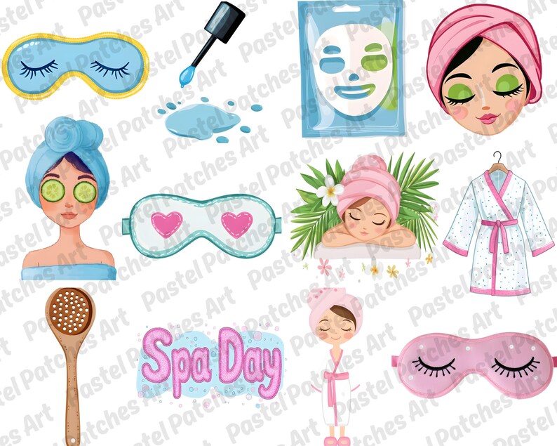 Spa Day Clipart, Self Care, Cute Spa Girl, Spa Birthday, Makeup Clipart ...