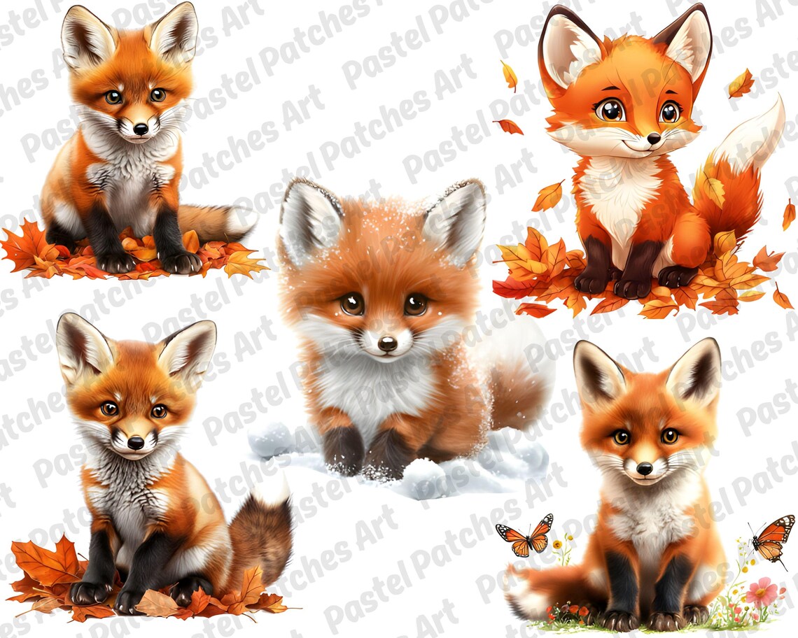 Baby Fox Clipart, Watercolor Fox PNG, Fox Graphics, Cute Nursery ...