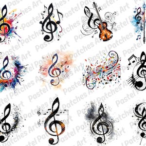Musical Notes Clipart, Abstract Music Symbols, Music Illustrations ...
