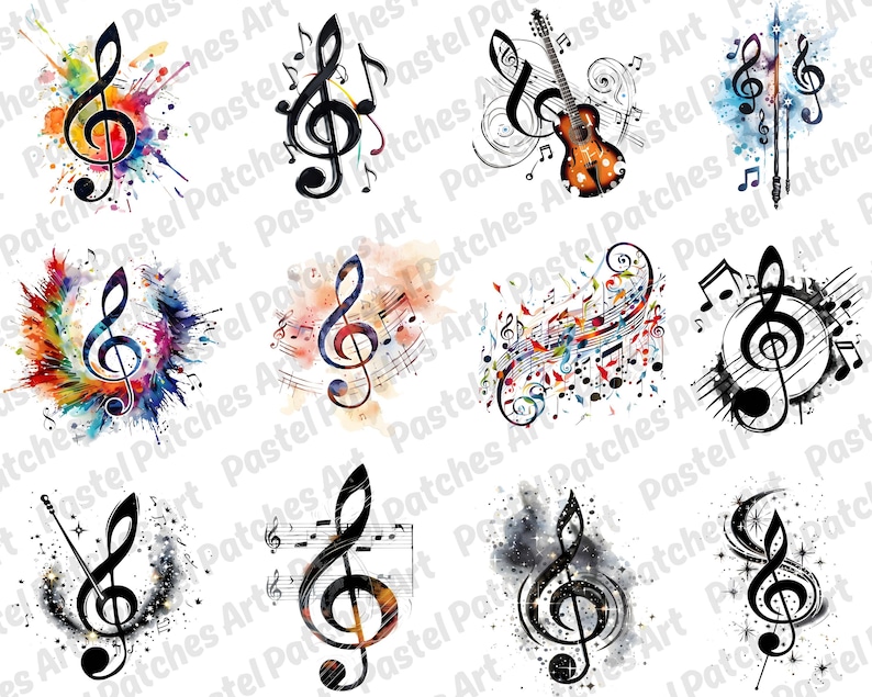 Musical Notes Clipart, Abstract Music Symbols, Music Illustrations ...
