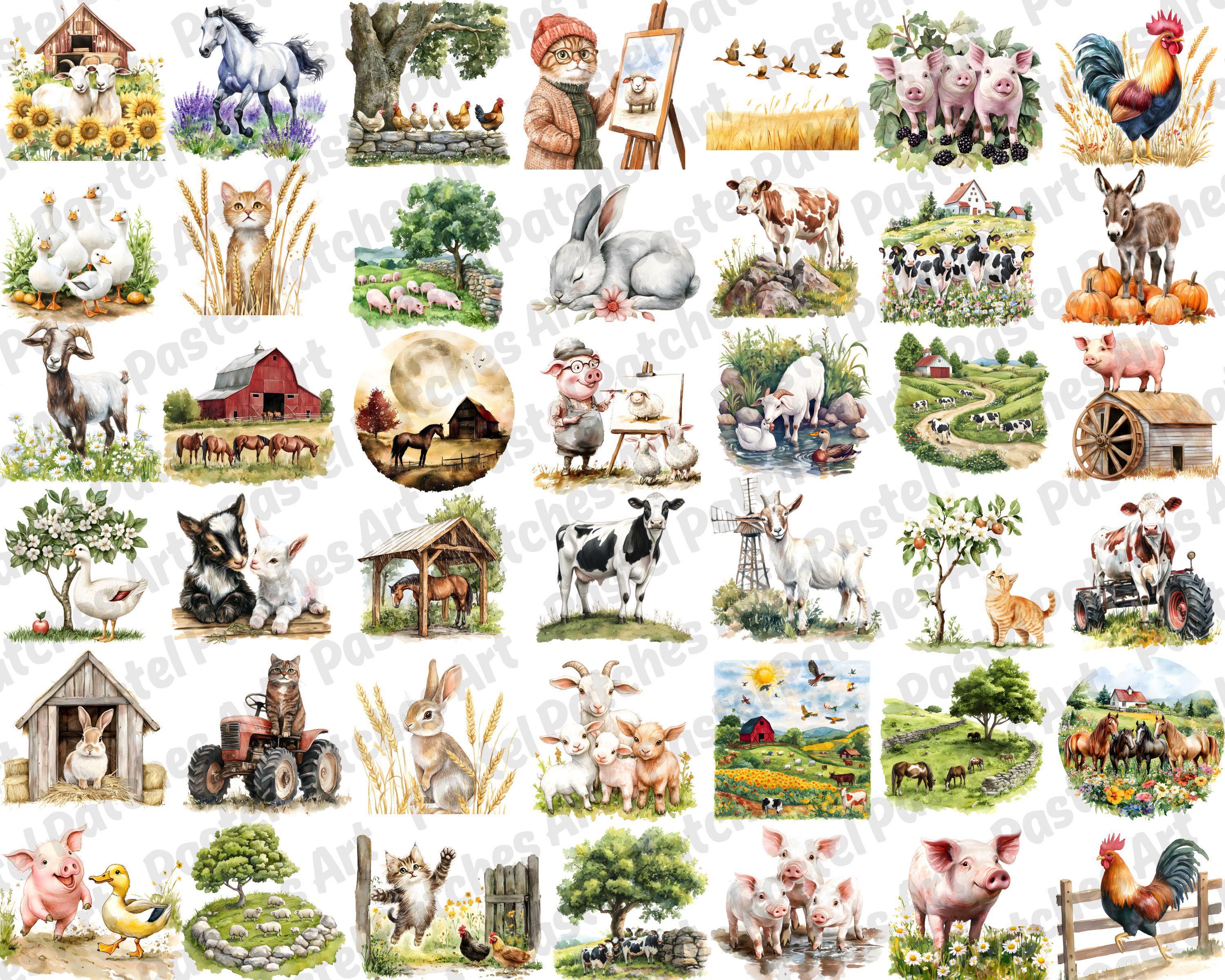 Farm Animals Clipart Bundle, Cute Baby Animals, Nursery Farm Animal Art ...