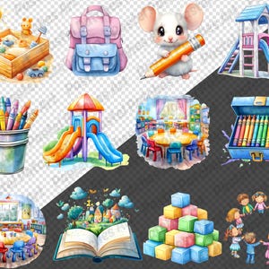 Daycare Clipart, Happy Back to School Clipart Bundle, Teacher Kids ...