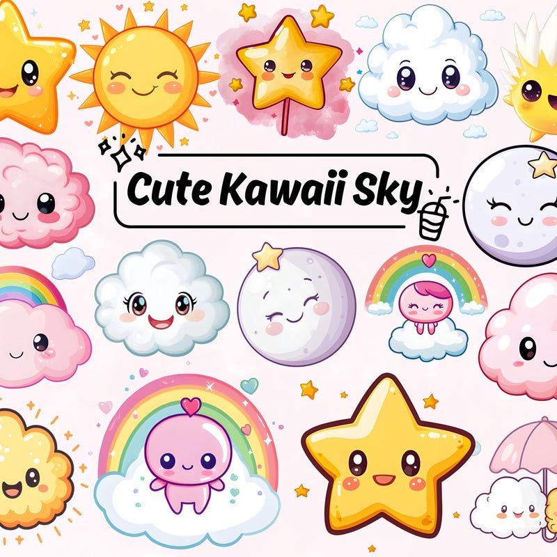 Moon and Stars Clipart - Etsy