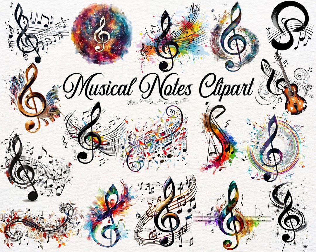 Musical Notes Clipart, Abstract Music Symbols, Music Illustrations ...