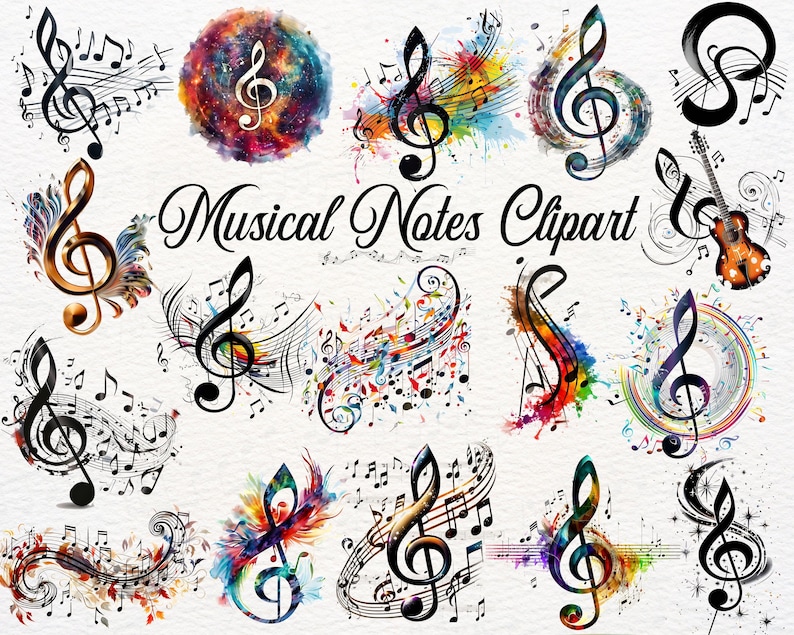 Musical Notes Clipart, Abstract Music Symbols, Music Illustrations ...