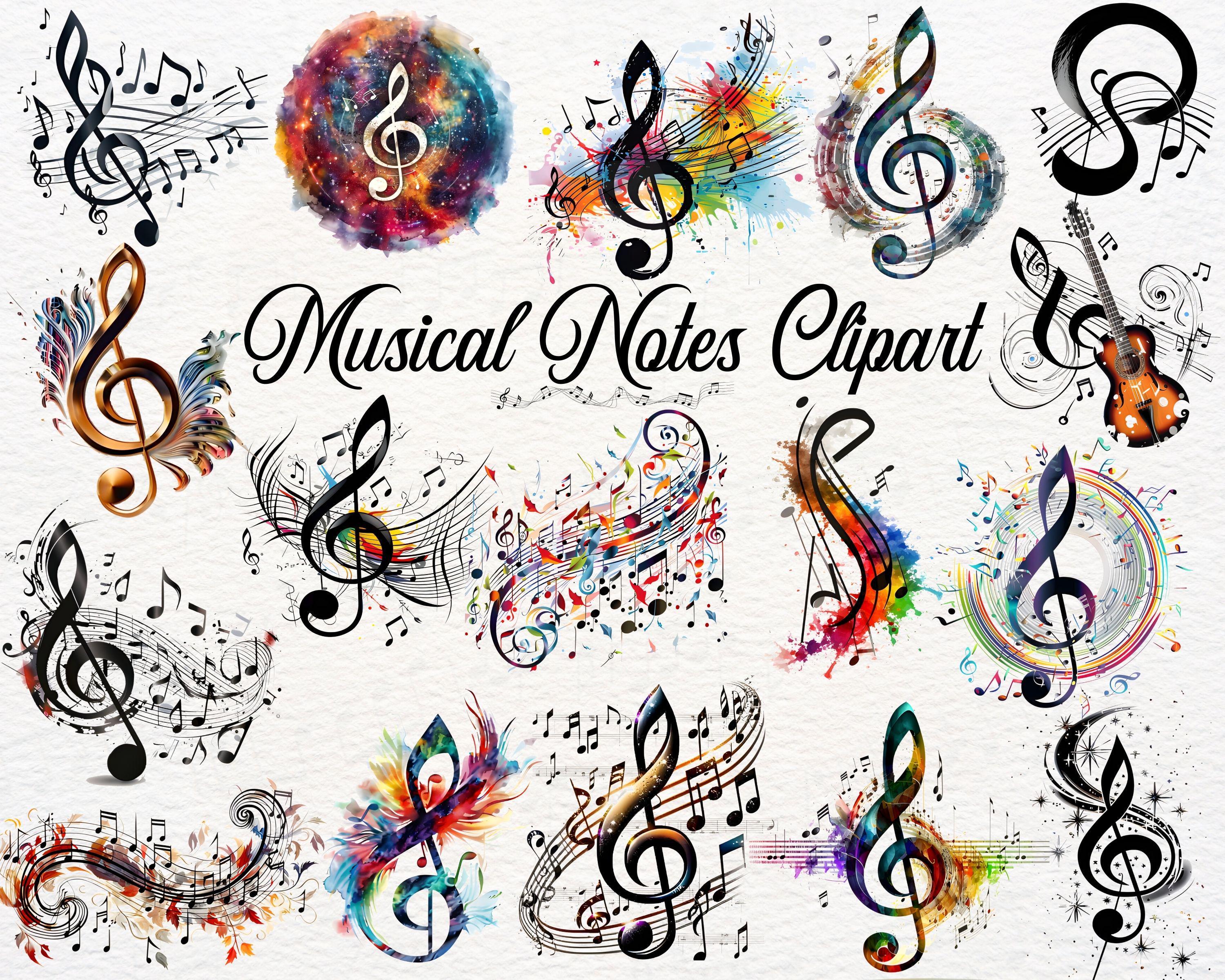 Musical Notes Clipart, Abstract Music Symbols, Music Illustrations ...