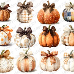 Pumpkin Clipart Bundle, Watercolor Fall PNG, Autumn Sublimation for ...