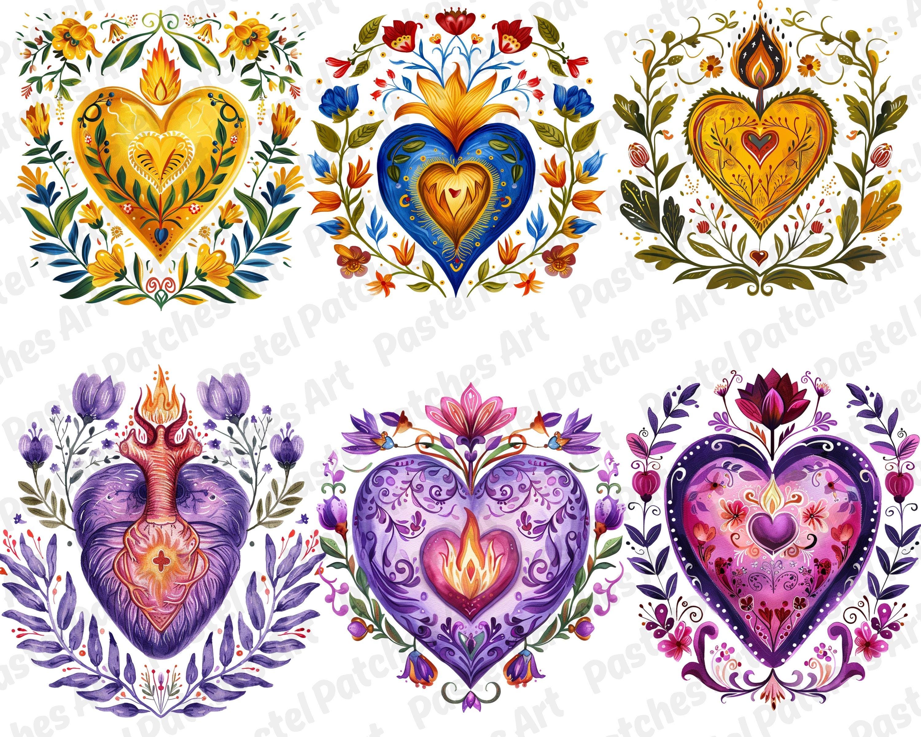 Mexican Sacred Heart PNG Bundle, 35+ Religious Clipart, Sacred Heart ...