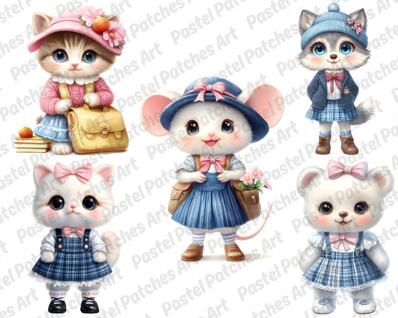 School Animal Clipart, Baby School Farm Animals Clipart, Classroom ...