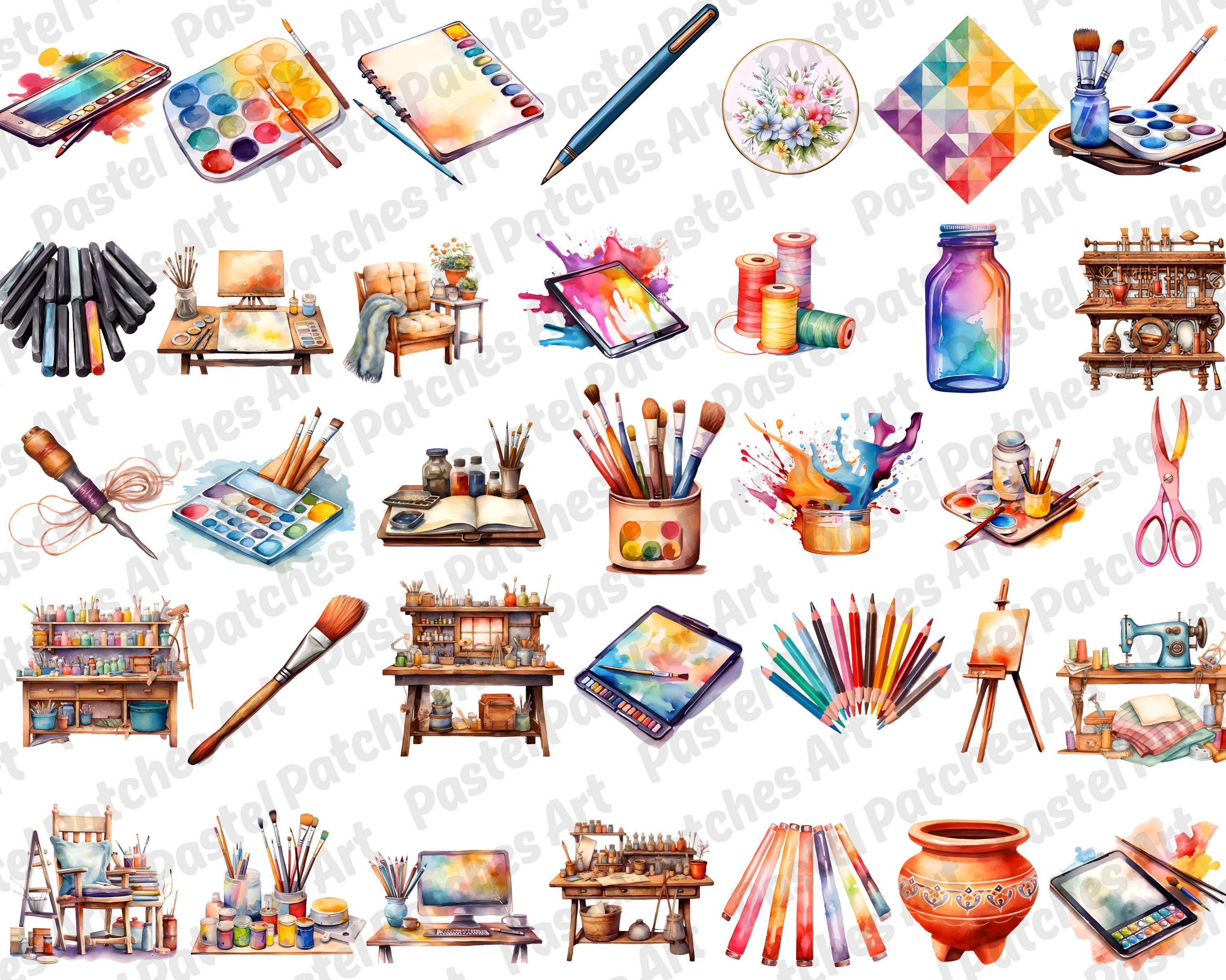 Art Supplies Clipart, Watercolor Paint Clipart, Artist Tools Clipart ...