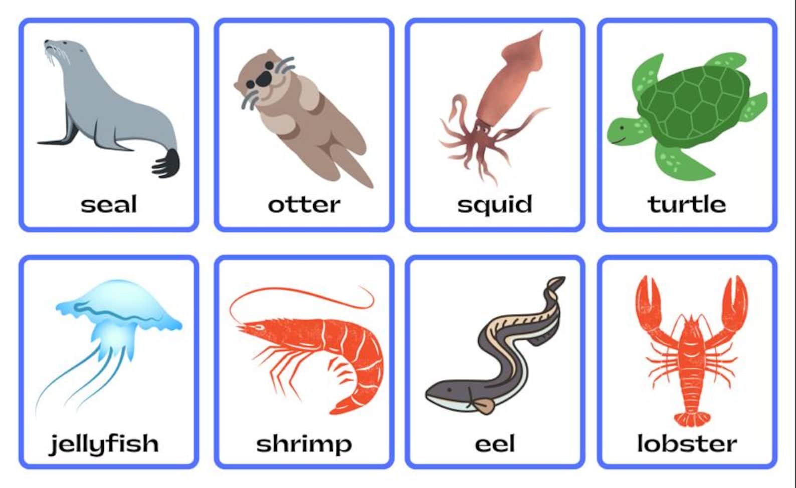 Sea Animals Cards - Etsy