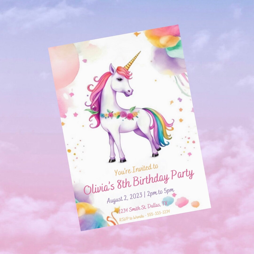 Unicorn Birthday Invitation | Unicorn Party Invitation | Unicorn ...