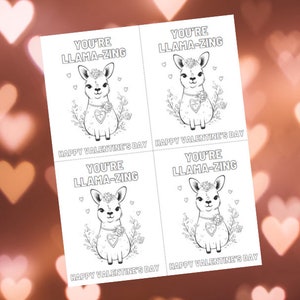 Llama Valentine - Printable | Printable Coloring Valentine | Coloring ...