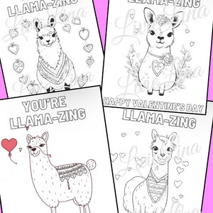 Llama Valentine - Printable | Printable Coloring Valentine | Coloring ...