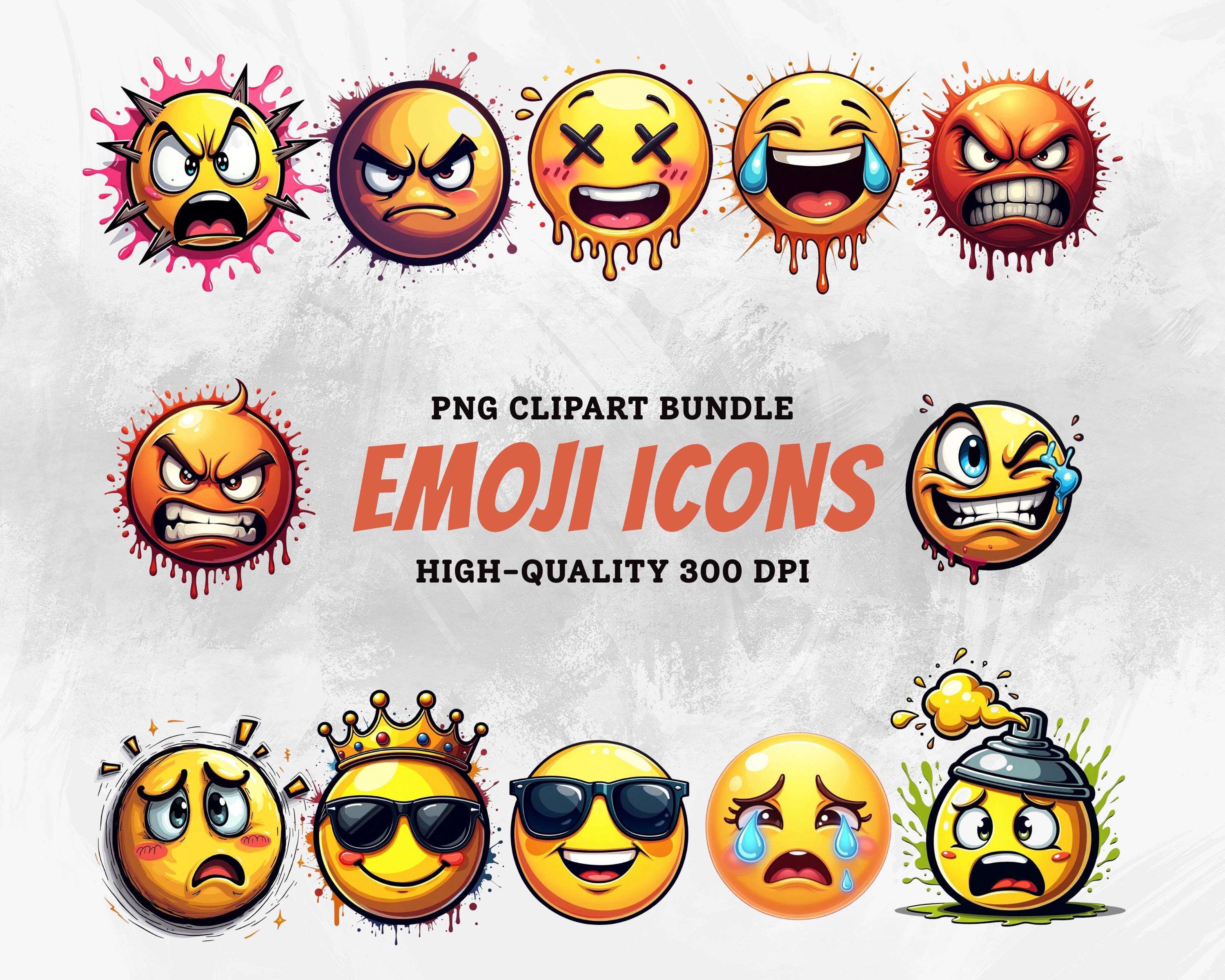 Emoji Faces Clipart Bundle: Expressive PNG Stickers (digital Download ...