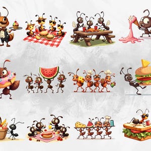 Watercolor Picnic Ants Clipart Bundle: Summer Insect PNG Graphics ...