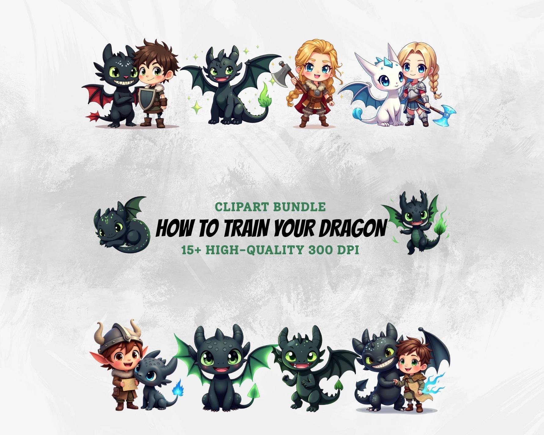 How to Train Your Dragon Inspired Clipart Bundle | Cute Chibi Toothless ...
