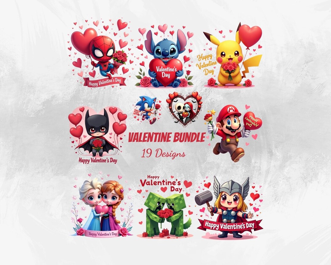 Kawaii Valentine Character Clipart Bundle | Cute Love Heroes PNG | Kids ...