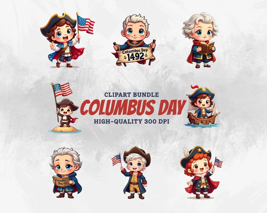 Chibi Columbus Day Clipart Bundle | Cute 1492 Explorer PNG | Kawaii ...