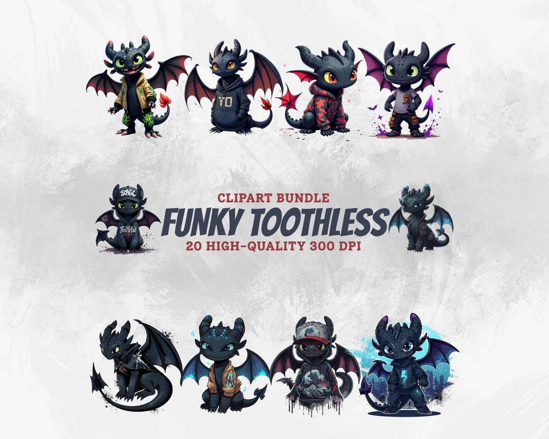 Cute Toothless Night Fury PNG Bundle | How to Train Your Dragon Chibi ...