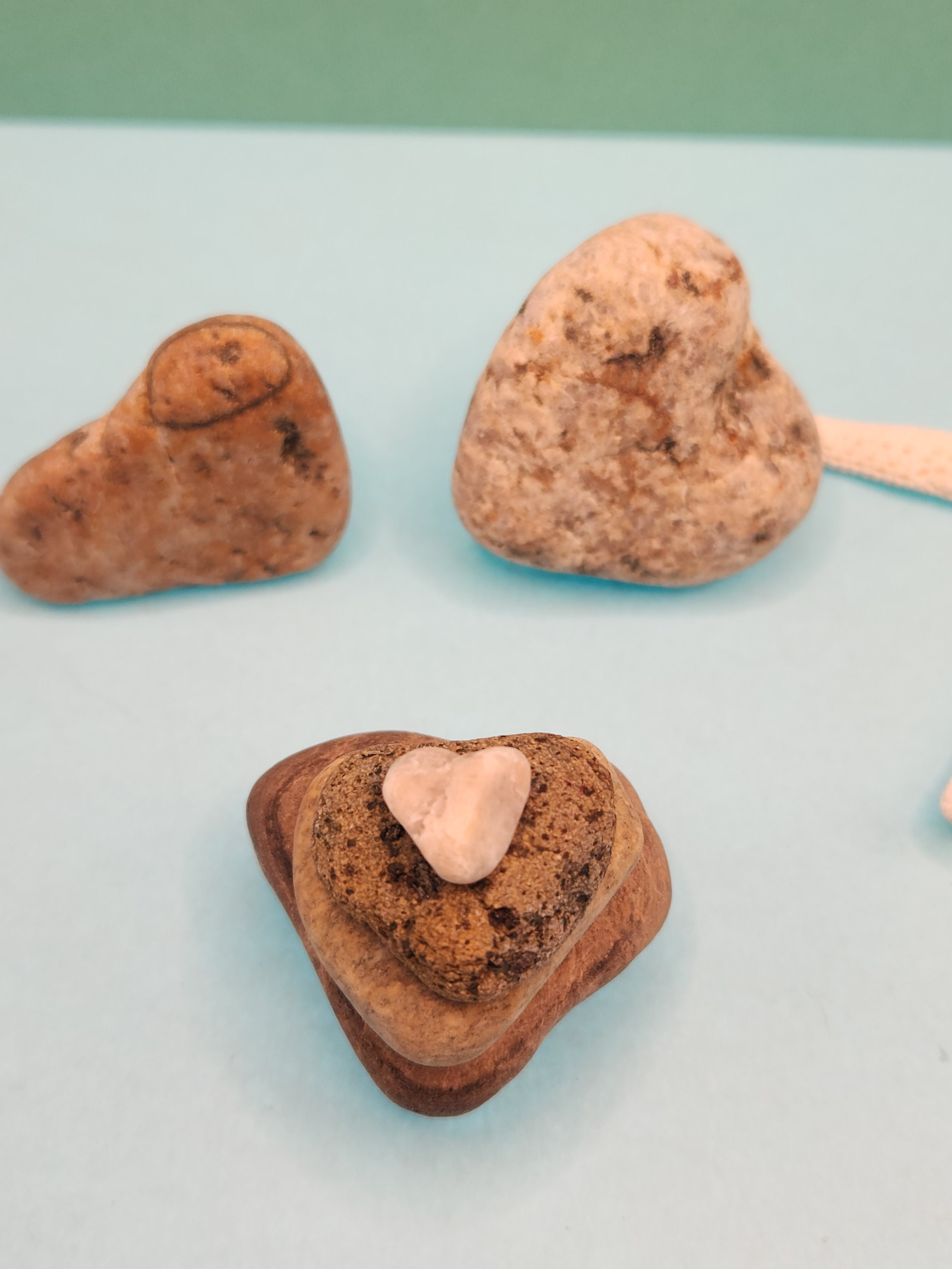 Sideways Bookend Heart Shaped Rocks and Cairn, Wishing Stones, Ocean ...