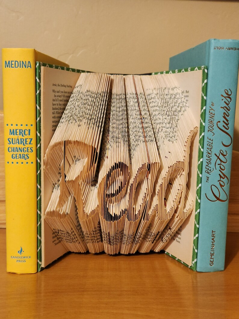Custom Folded Book Art: Personalized Father's Day Gift, Bookshelf Decor ...