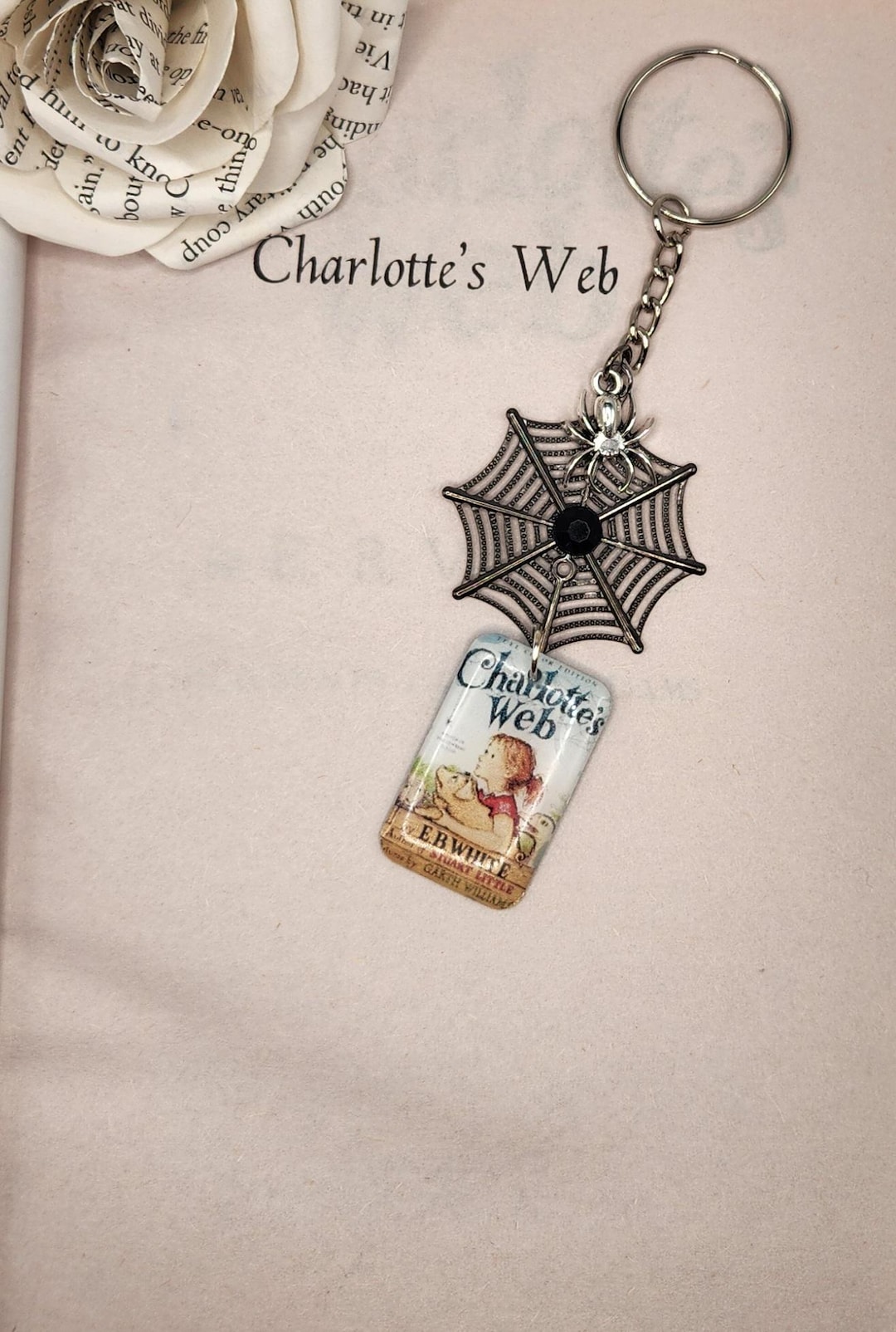Charlotte's Web Book Cover Keychain: Handcrafted Resin Charm, Spider ...
