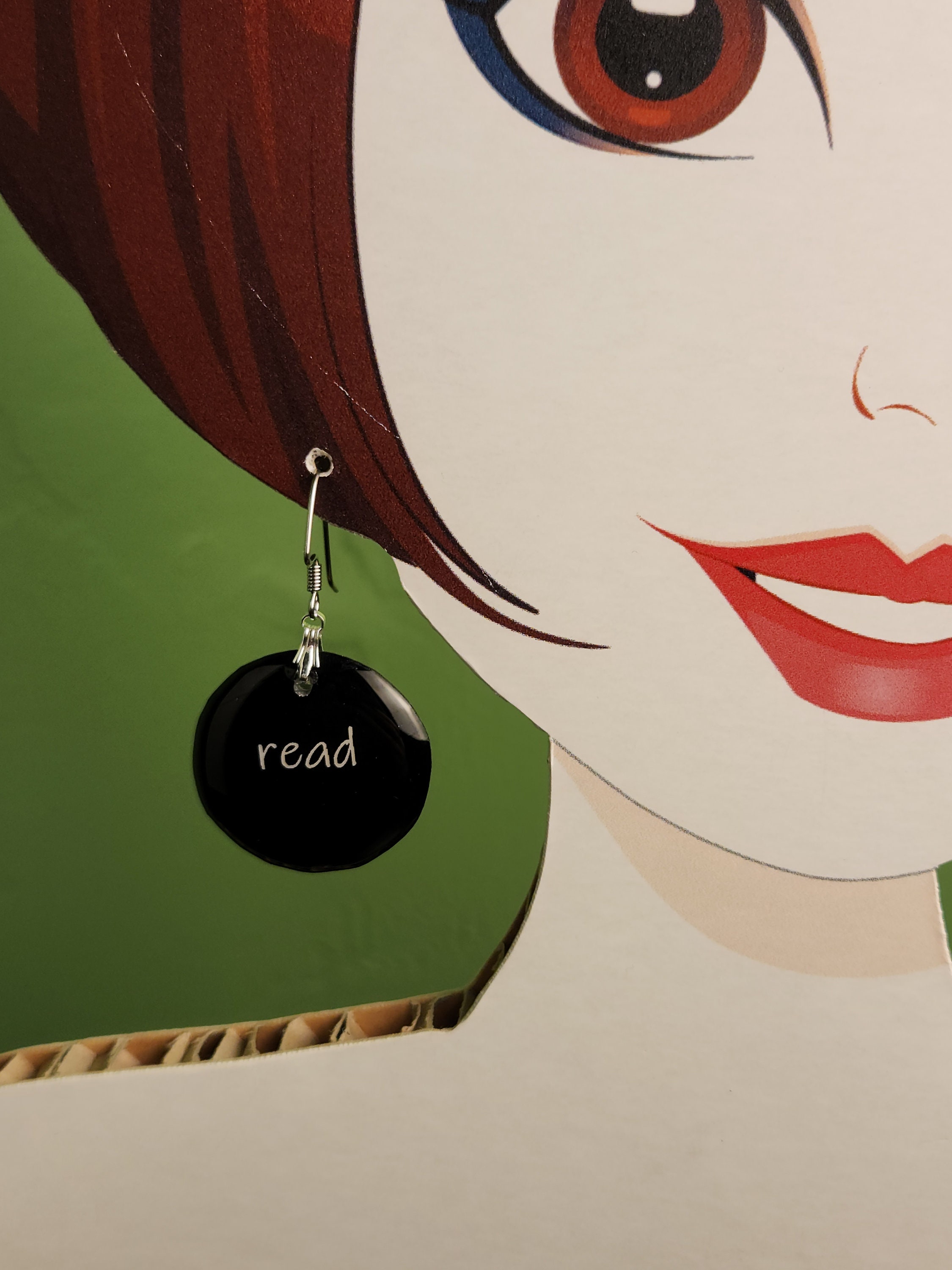 Elegant Black and White Mismatched Earrings That Say Read and Write Are ...
