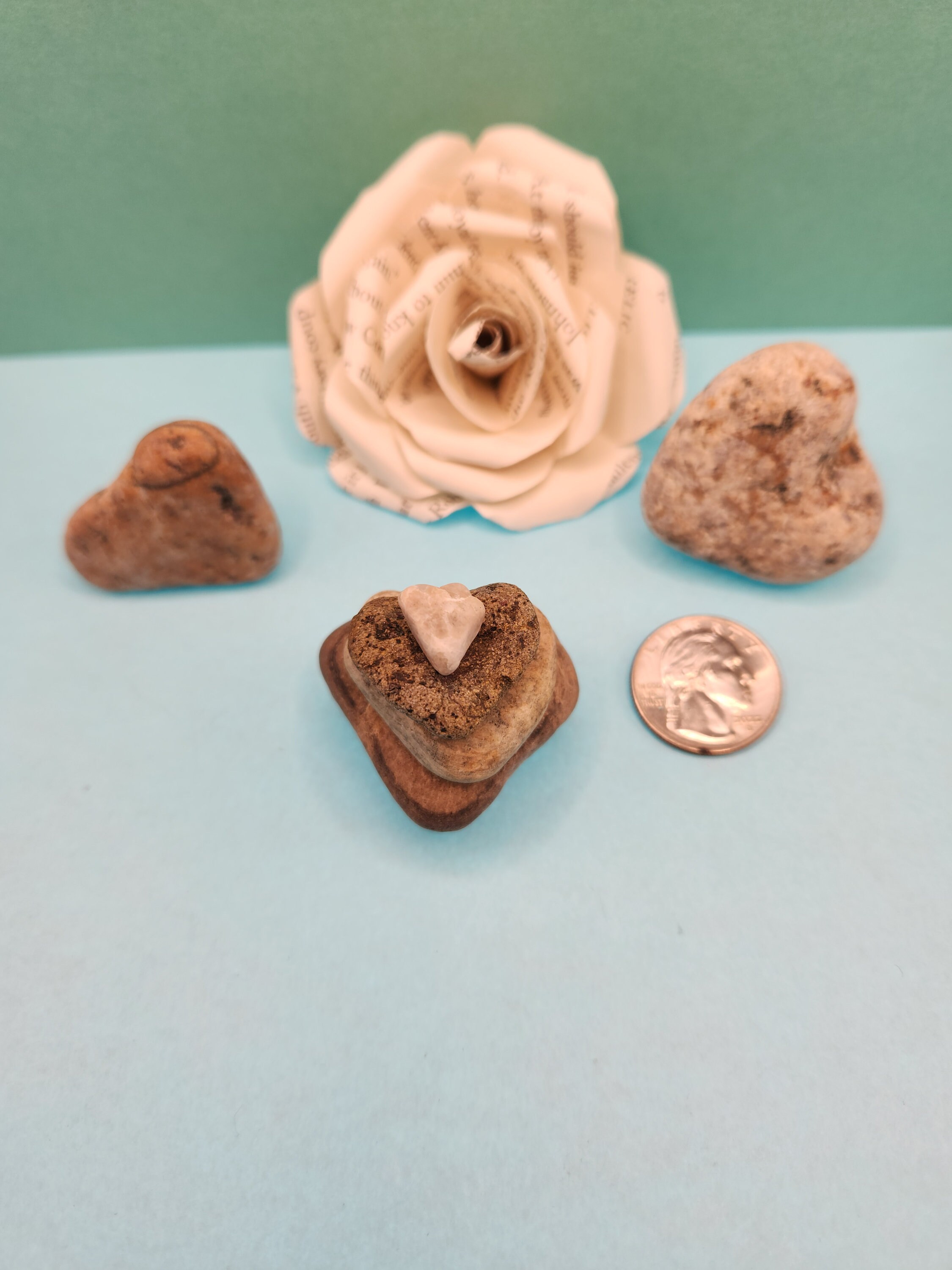 Sideways Bookend Heart Shaped Rocks and Cairn, Wishing Stones, Ocean ...