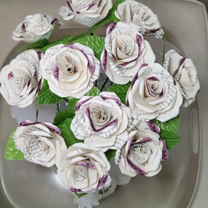 Bouquet One Dozen Book Page Roses From Poems, Handcrafted Paper Flowers ...