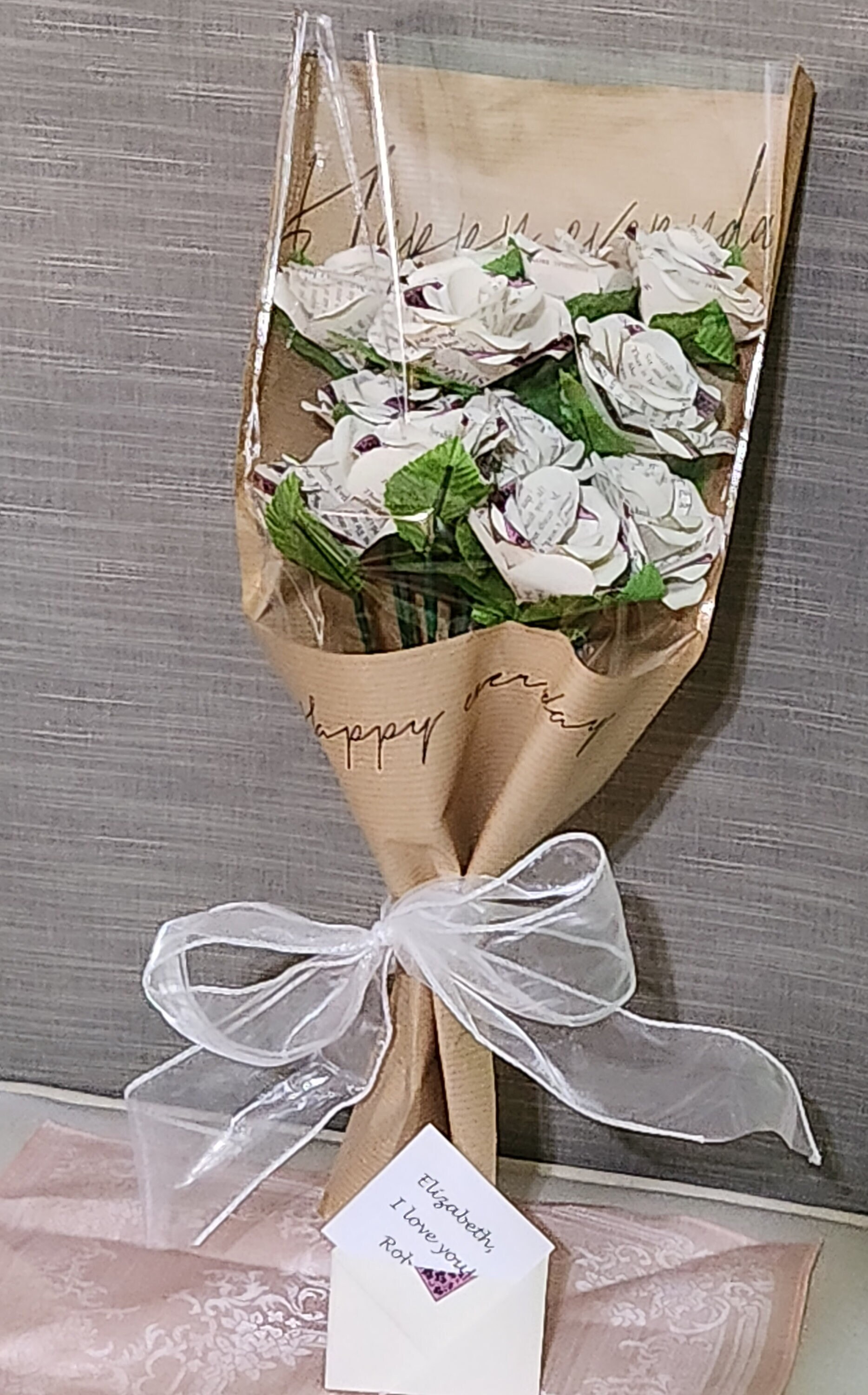 Bouquet One Dozen Book Page Roses From Poems, Handcrafted Paper Flowers ...