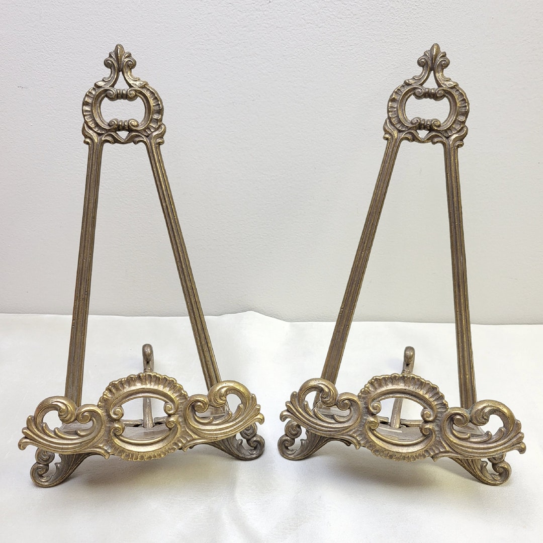 PAIR Vintage Solid Brass Tabletop Easels Ornate Florentine Display ...
