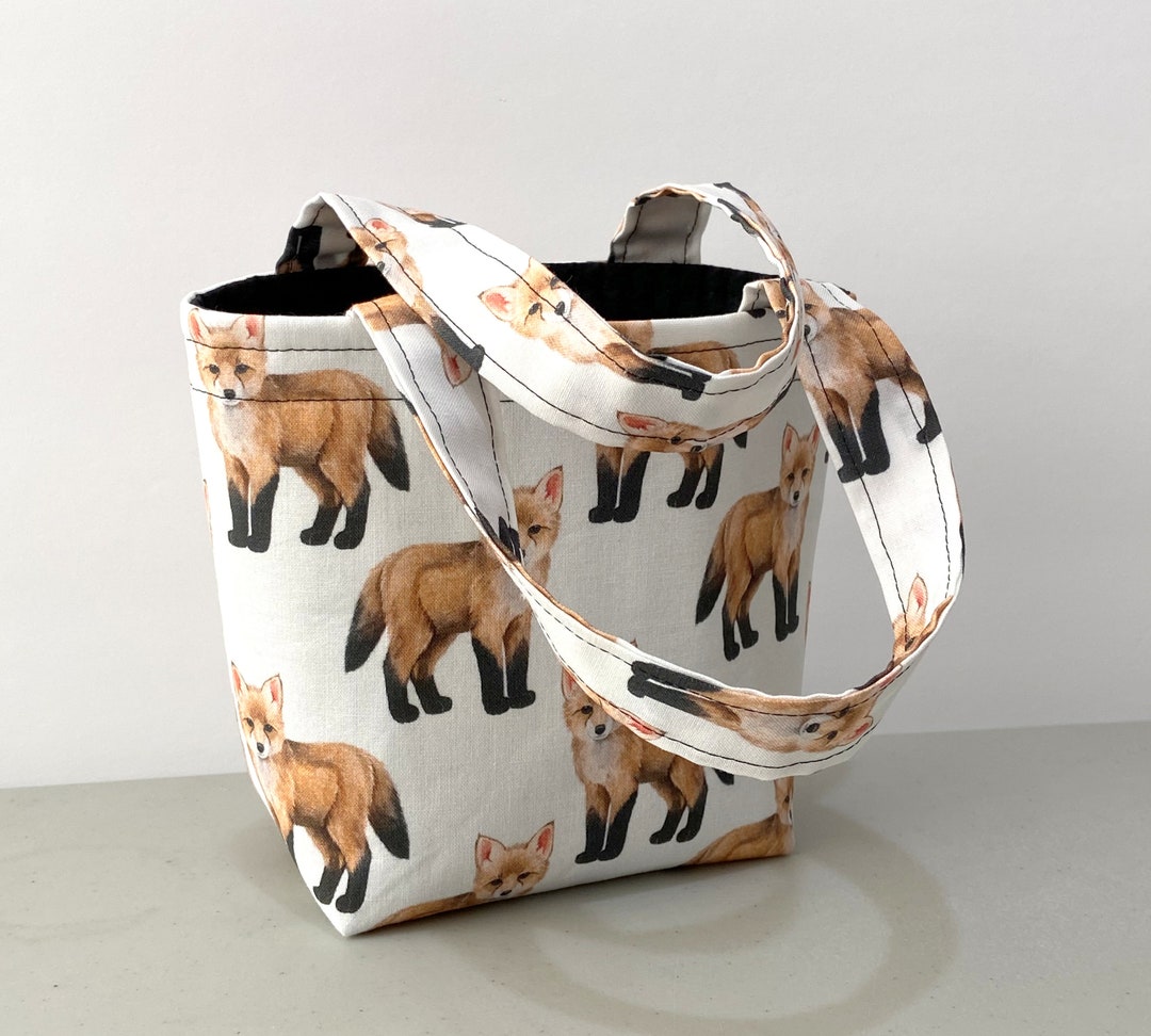 Girls Tote Bag With Baby Foxes, Handmade Tote With Woodland Foxes, Girl ...