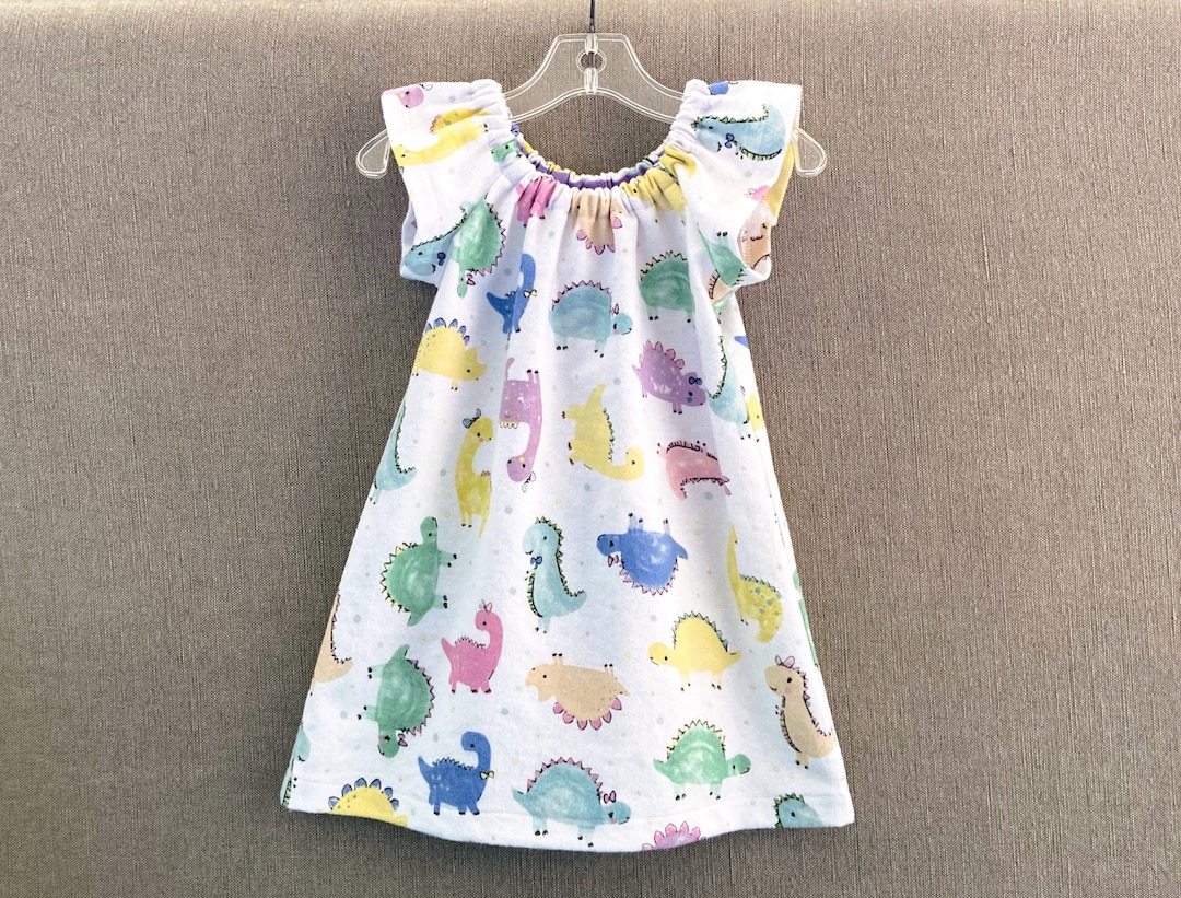 New! Girls Dinosaur Dress With Flutter Sleeves, Cute Pullover Frock ...