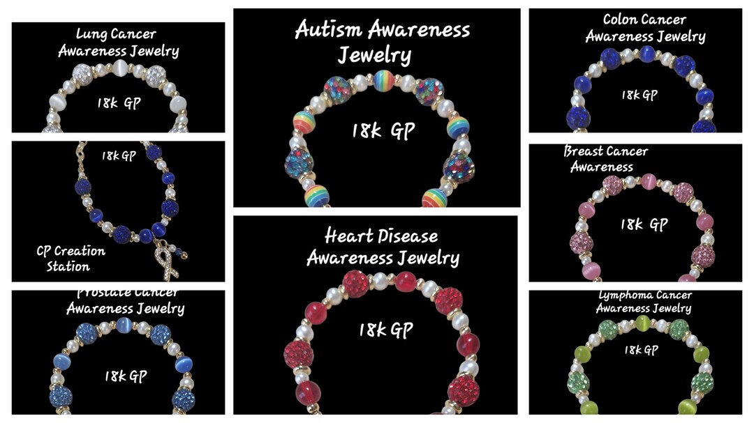 Awareness Jewelry, 18k GP, Bracelets, Necklaces, See Colors - Etsy