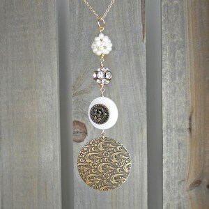 Antique Button Floral Drop Freshwater Pearl and Vintage - Etsy