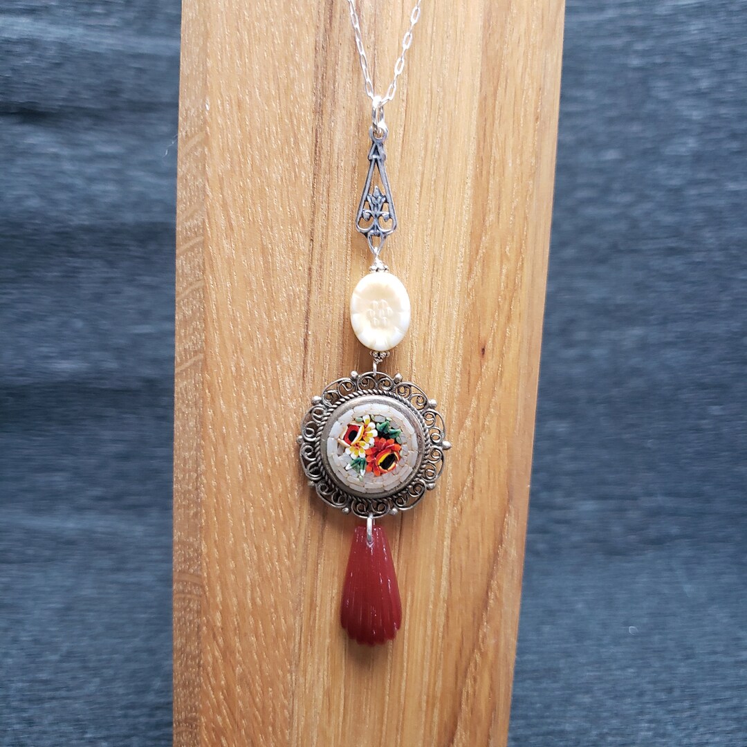 Vintage Upcycle Italian Micro Mosaic Fall Colors Mixed Flowers, Vintage ...