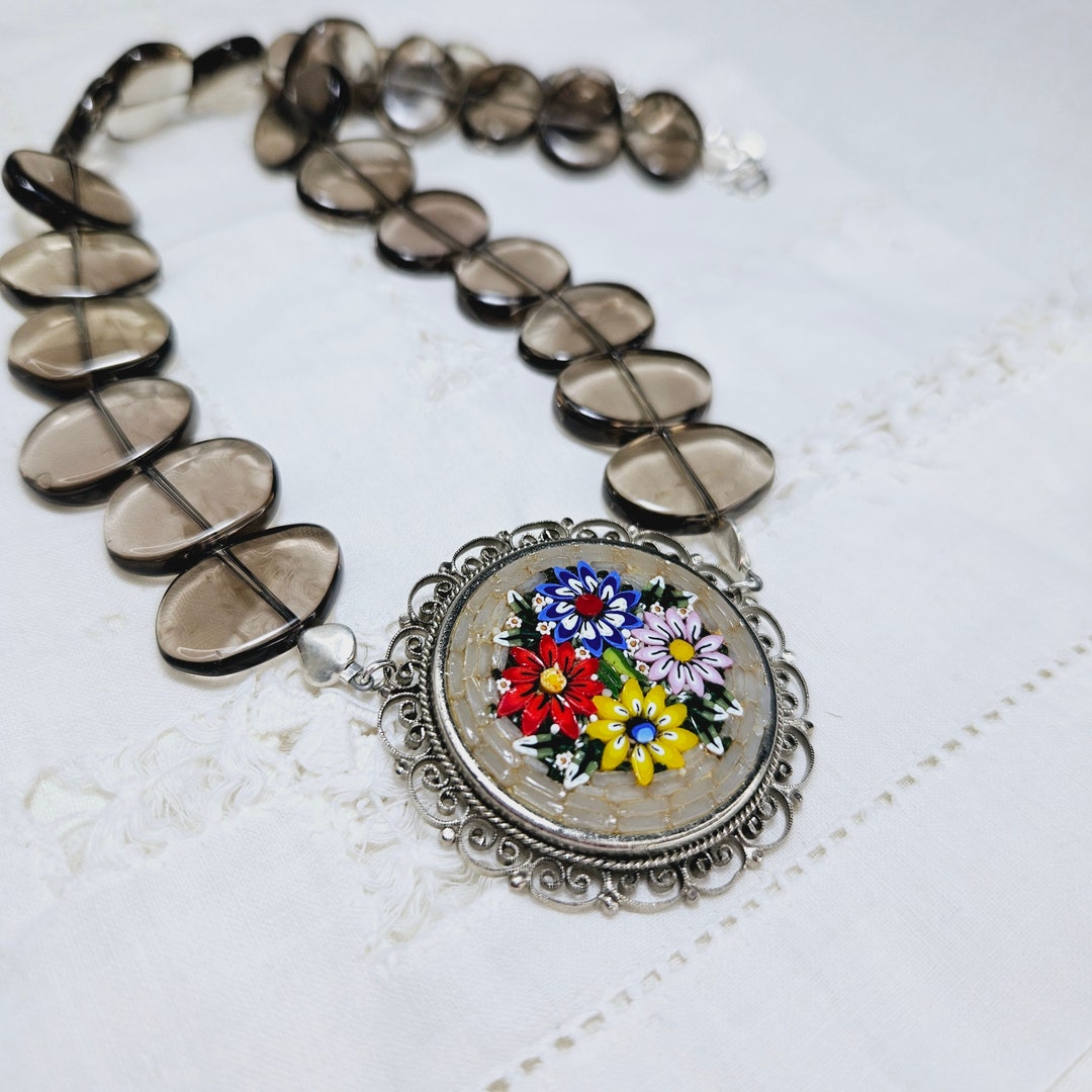 Vintage Upcycle Uncommon Color Design Italian Micro Mosaic Smoky Quartz ...