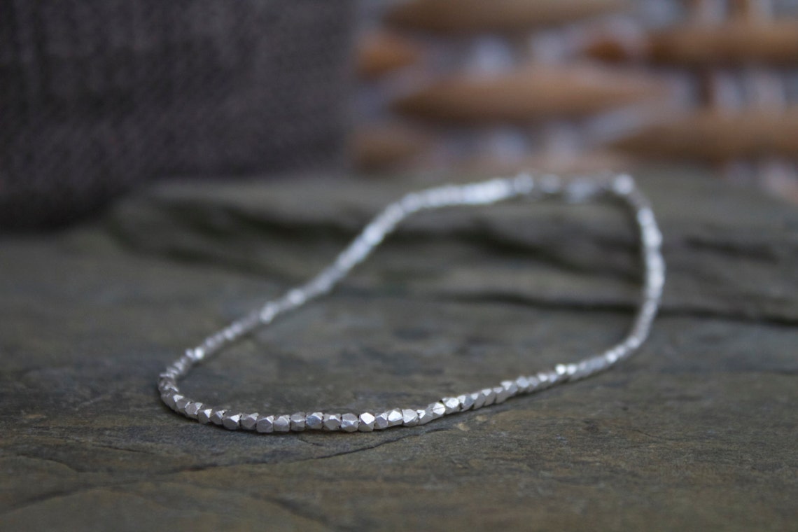 Tiny Silver Beaded Bracelet Pure Silver Beaded Bracelet - Etsy