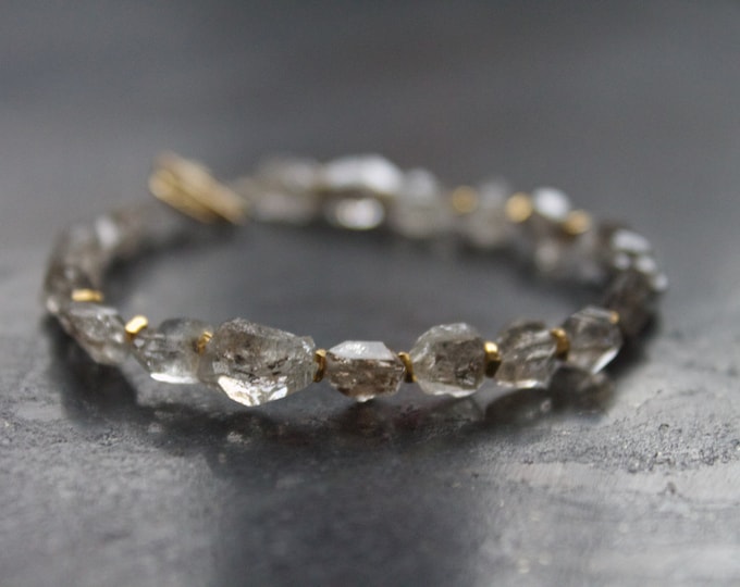 Rough Diamond Quartz Bracelet, Herkimer Diamond Quartz Bracelet, Raw ...