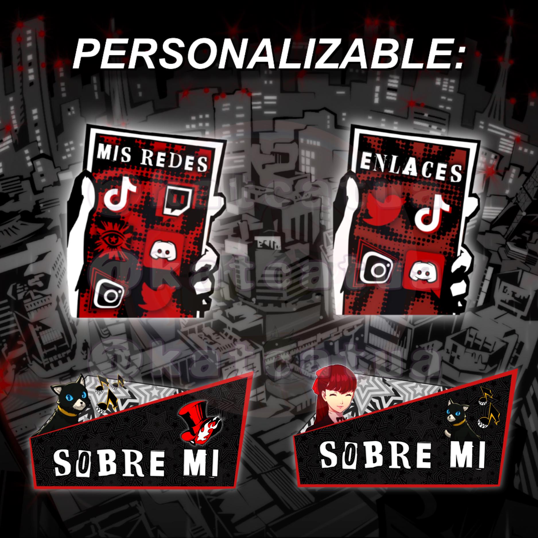Persona 5 Twitch Pack: Panels + Overlays | (ES/EN) - Etsy