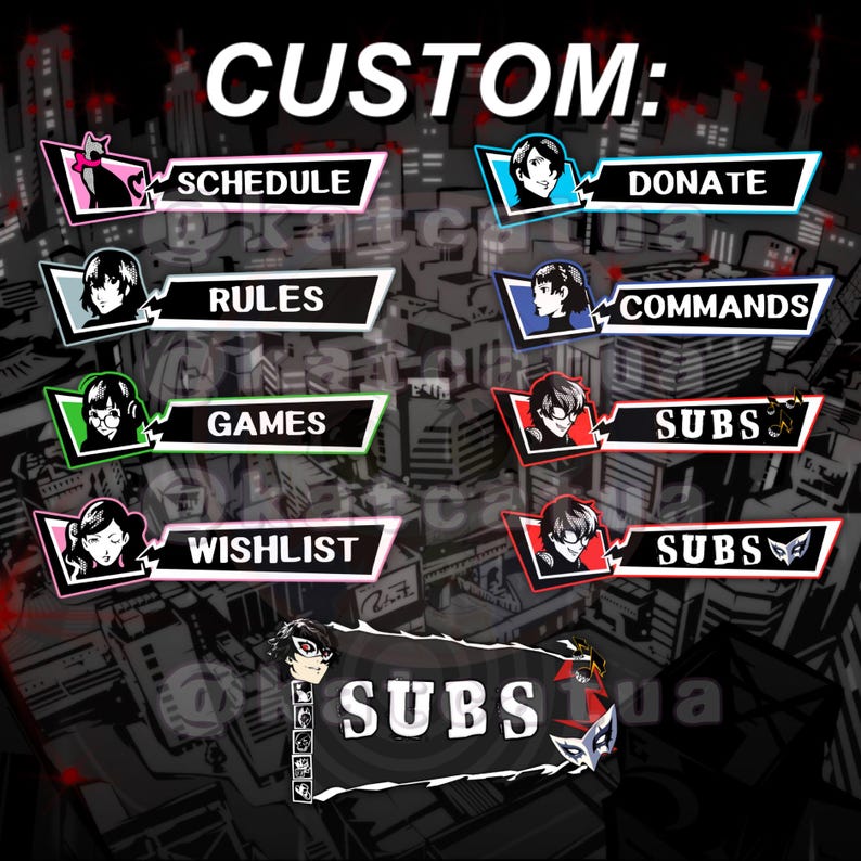 Persona 5 Custom Twitch Panels (EN) - Etsy