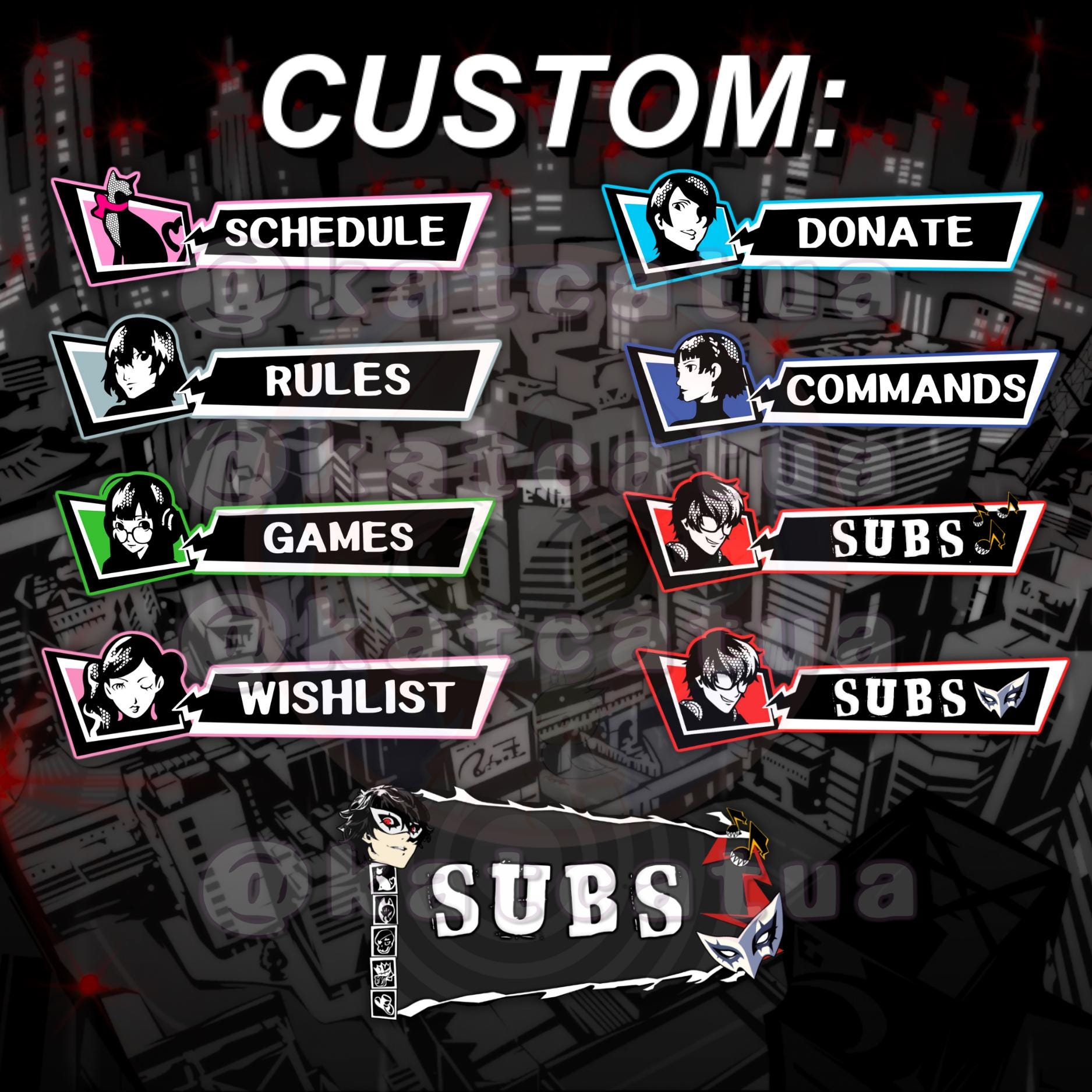 Persona 5 Custom Twitch Panels (EN) - Etsy