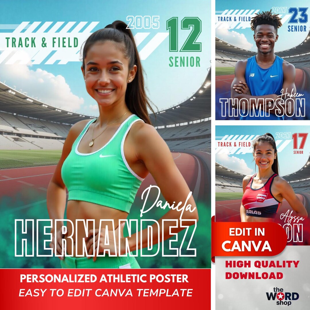 Track Field Poster Canva Template Design 16x20 Custom Track Field ...