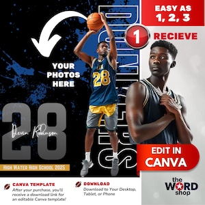 Basketball Poster Canva Template Design 16x20 Custom Basketball ...